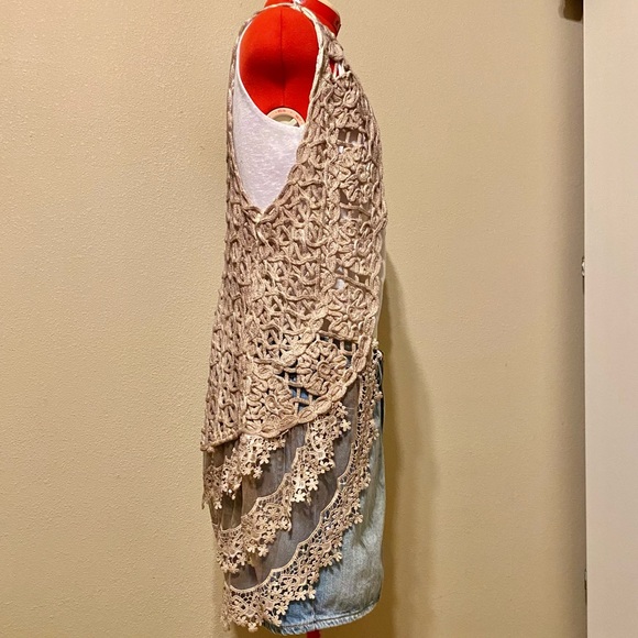 Origami | Jackets & Coats | Origami Knit And Lace Long Vest Tunic ...
